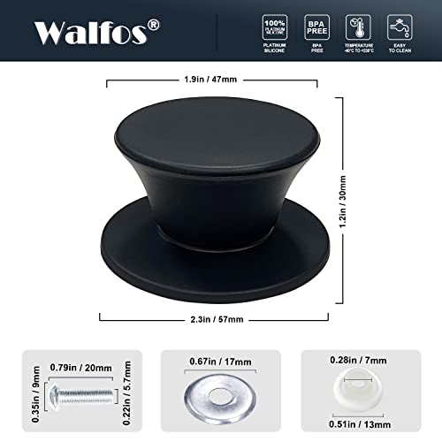 Walfos Universal Silicone Pot Lid Replacement Knob, Heat Resistant Pan Lid Holding Handles, Dishwasher Safe, BPA Free, Great for Slow Cookers, Skillets and Kitchen Cookware Covers, 1 Pack