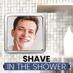 MIRRORVANA Fogless Shower Mirror for Shaving with Upgraded Suction, Anti Fog Shatterproof Surface and 360° Swivel, 6.3" x 6.3" (Chrome)