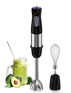 immersion blender, 2-in-1 multi-purpose hand blender, 500w multifunctional hand blender with whisk, 6-speed and turbo mode, 304 stainless steel handheld stick blender for smoothies, puree baby food and soups