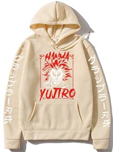 hanma baki cosplay hoodie unisex baki the grapple hollaween jacket pullover sweatshirt hanma yujiro sweater coat hoody (x-large, f-off white 4)