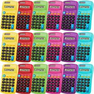 pocket size calculator 8 digit display basic calculator solar battery dual power mini calculator for desktop home office school students kids, 6 colors (24 pieces)