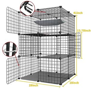 Eiiel 3-Tier Cat Cage Enclosures Indoor DIY Cat Playpen Detachable Metal Wire Kennels 2Lx2Wx3H Crate Large Exercise Place Ideal for 1-2 Cats, Black