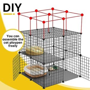 Eiiel 3-Tier Cat Cage Enclosures Indoor DIY Cat Playpen Detachable Metal Wire Kennels 2Lx2Wx3H Crate Large Exercise Place Ideal for 1-2 Cats, Black