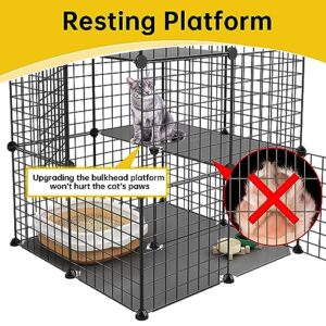 Eiiel 3-Tier Cat Cage Enclosures Indoor DIY Cat Playpen Detachable Metal Wire Kennels 2Lx2Wx3H Crate Large Exercise Place Ideal for 1-2 Cats, Black