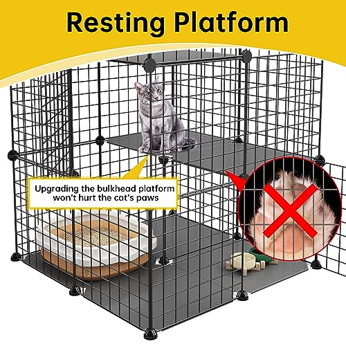 Eiiel 3-Tier Cat Cage Enclosures Indoor DIY Cat Playpen Detachable Metal Wire Kennels 2Lx2Wx3H Crate Large Exercise Place Ideal for 1-2 Cats, Black