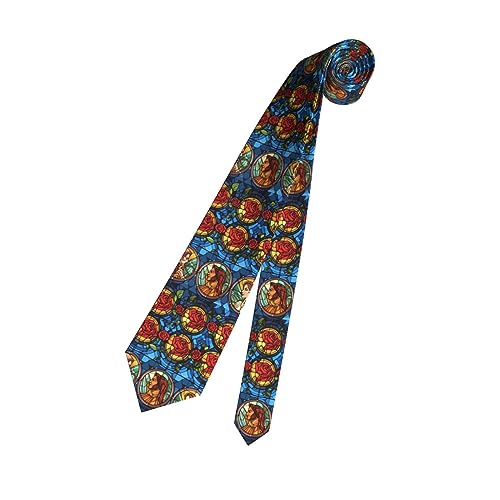 GUIVUPP Beauty and Beast Fairytale Glass Tie Funny Fashion Wide Novelty Neck Ties For Men Teen Gift, One Size