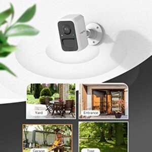 LongPlus Wireless Outdoor Security Camera, Battery Powered Cameras for Home Security Wireless WiFi with Night Vision, Motion Detection,Siren Alarm,Spotlight,2Way Audio (White)