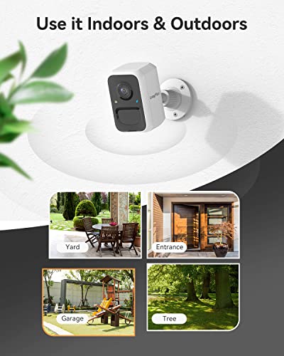 LongPlus Wireless Outdoor Security Camera, Battery Powered Cameras for Home Security Wireless WiFi with Night Vision, Motion Detection,Siren Alarm,Spotlight,2Way Audio (White)