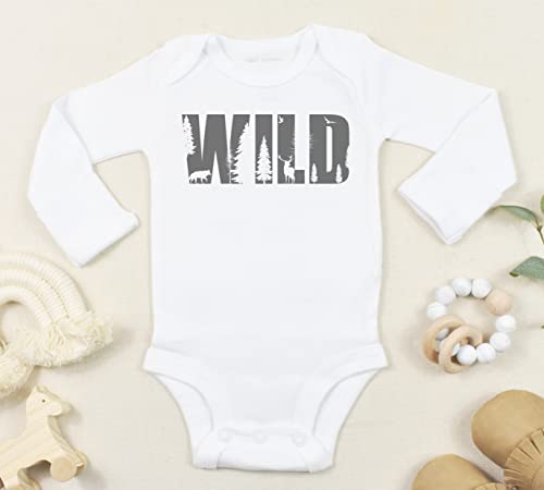 Wild Baby Bodysuit, Adventure Baby Clothes, Wild Baby Shirt, Nature Lover Hiking Baby Shower Gift, Mountain Shirt (12M Long Sleeve Bodysuit) (0-3M Short Sleeve Bodysuit)