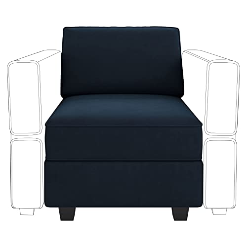 Belffin Modular Sofa Middle Module with Storage Accent Armless Chair for Modular Sectional Sofa Couch Velvet Blue