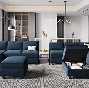 Belffin Modular Sofa Middle Module with Storage Accent Armless Chair for Modular Sectional Sofa Couch Velvet Blue