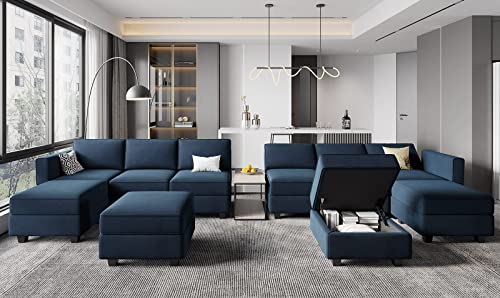 Belffin Modular Sofa Middle Module with Storage Accent Armless Chair for Modular Sectional Sofa Couch Velvet Blue