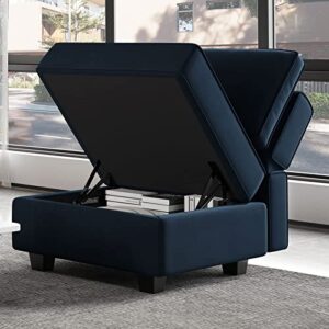 Belffin Modular Sofa Middle Module with Storage Accent Armless Chair for Modular Sectional Sofa Couch Velvet Blue