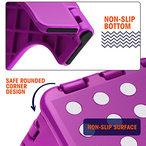 Korpai 9" Folding Step Stool for Adults and Kids Holds Up to 300 lbs,Non-Slip Folding Stools with Portable Handle, Compact Plastic Foldable Step Stool for Bathroom,Bedroom, Kitchen,Purple,1PC