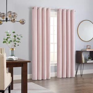 eclipse aurelia velvet room darkening grommet noise reduction window curtains (2 panels), 52 in x 63 in, blush