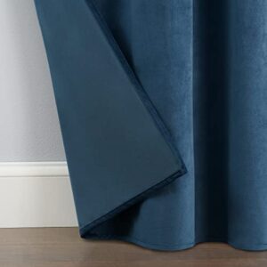 Eclipse Aurelia Velvet Room Darkening Grommet Noise Reduction Window Curtains (2 Panels), 52 in x 84 in, Navy