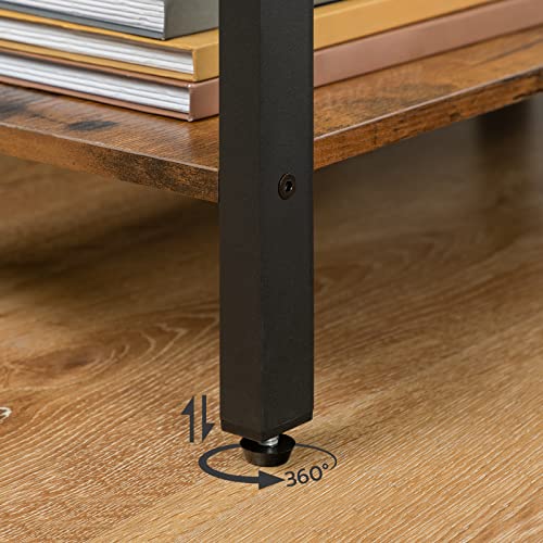 HOOBRO Side Table, 2-Tier Nightstand with Drawer, Narrow End Table for Small Spaces, Stable and Sturdy Construction, Coffee Table with Metal Frame, Rustic Brown and Black BF048BZ01