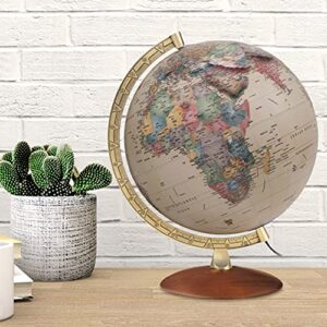 Waypoint Geographic Athens Relief Globe, 12" Illuminated Antique Ocean-Style World Globe with Raised Relief, Up-to-Date Reference Globe, Decorative Globe for Home and Office Decor