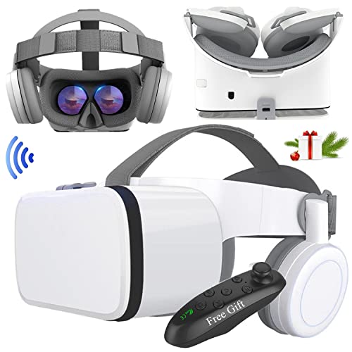 VR Set VR Headset for iPhone, Tsanglight Virtual Reality Headset 3D VR Goggle w/Remote Lentes de Realidad Virtual Glass for iPhone 14 13 12 11 Pro Mini X R S for Samsung S23 S22 S21 S20 S10, White