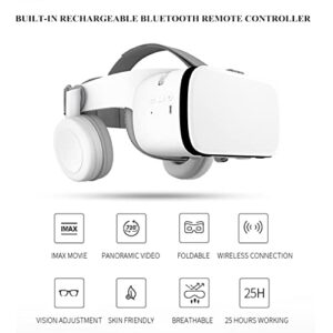 VR Set VR Headset for iPhone, Tsanglight Virtual Reality Headset 3D VR Goggle w/Remote Lentes de Realidad Virtual Glass for iPhone 14 13 12 11 Pro Mini X R S for Samsung S23 S22 S21 S20 S10, White