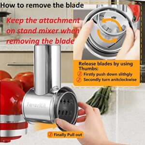 FavorKit Stainless Steel Slicer Shredder Attachment for KitchenAid Mixers, Bigger Vegetable Salad Maker Accessories with 3 Cylinder Blades,Dishwasher Safe!