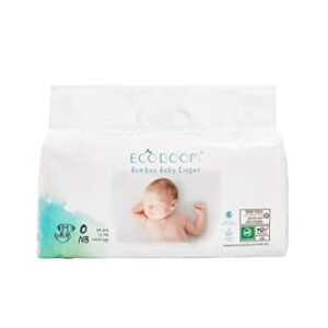 ECO BOOM Diapers, Baby Bamboo Viscose Diapers, Eco-Friendly Natural Soft Disposable Nappies for Infant, Size 0 Suitable for up to 7 lbs (Newborn - 34 Count)