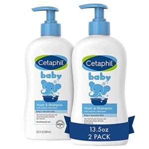 cetaphil baby wash & shampoo, 13.5oz pack of 2, hypoallergenic, gentle enough for everyday use, soap free