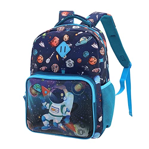 HAPPYSUNNY Galaxy Backpack for Kids Boys Girls 15 Inch Changeable Pictures Hologram Lenticular Spaceman Rocket 4-10 Age for Preschool Early Elementary Kindergarden Bookbags with Chest Straps