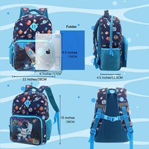 HAPPYSUNNY Galaxy Backpack for Kids Boys Girls 15 Inch Changeable Pictures Hologram Lenticular Spaceman Rocket 4-10 Age for Preschool Early Elementary Kindergarden Bookbags with Chest Straps