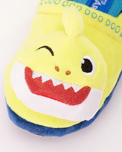 Nickelodeon Kids Baby Shark Slippers - Baby Shark Plush Slip-On Fuzzy Slippers (Boys/Girls), Size 9-10 Toddler, Yellow