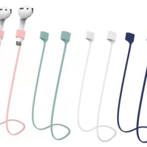 BUISAMG Magnetic Anti-Lost Straps for AirPods, Soft Silicone Sports Lanyard, Neck Rope Cord -(4-Pack) Wireless Headphones Anti-Lost Rope (Green Pink White Blue)