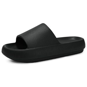 welltree slides for women men pillow slippers non-slip bathroom shower sandals soft thick sole indoor and outdoor slides,black,11.5-12.5 women/10-11 men