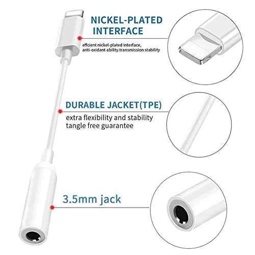 [Apple MFi Certified] 2 Pack for iPhone 3.5mm Headphones Adapter, Lightning to 3.5 mm Headphone/Earphone Jack Converter Audio Aux Adapter Dongle Compatible with iPhone 14 13 12 11 Pro XR XS Max X 8 7