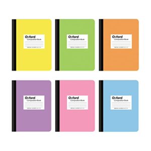 oxford composition notebooks, 6 pack, wide ruled paper, 9-3/4 x 7-1/2 inches, 100 sheets, assorted pastel covers (63759)