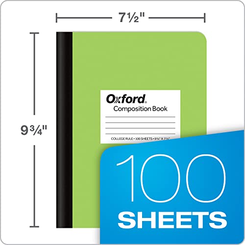 Oxford Composition Notebooks, 6 Pack, College Ruled Paper, 9-3/4 x 7-1/2 Inches, 100 Sheets, Assorted Pastel Covers (63760)