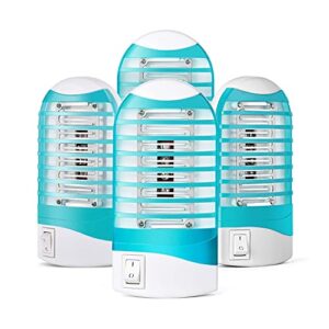 bug zapper plug in mosquito killer trap zapper, electric gnat fly trap zapper for house indoor bug killer light eliminates flying pests for home 4 pack