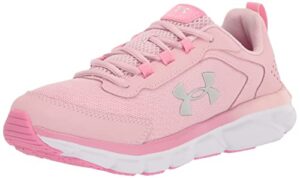 under armour girls girls' grade school assert 9 sneaker, (601) prime pink/flamingo/metallic silver, 4.5 big kid us