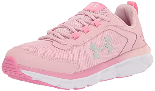 Under Armour girls Girls' Grade School Assert 9 Sneaker, (601) Prime Pink/Flamingo/Metallic Silver, 4.5 Big Kid US