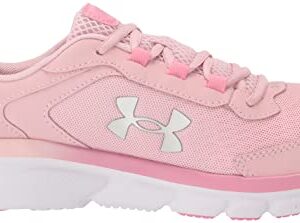 Under Armour girls Girls' Grade School Assert 9 Sneaker, (601) Prime Pink/Flamingo/Metallic Silver, 4.5 Big Kid US