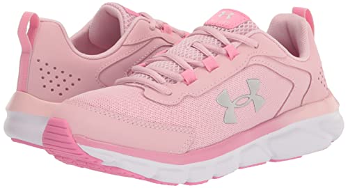 Under Armour girls Girls' Grade School Assert 9 Sneaker, (601) Prime Pink/Flamingo/Metallic Silver, 4.5 Big Kid US