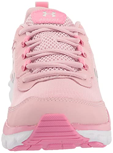 Under Armour girls Girls' Grade School Assert 9 Sneaker, (601) Prime Pink/Flamingo/Metallic Silver, 4.5 Big Kid US