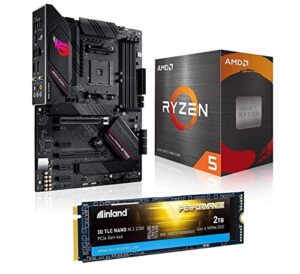 inland performance 2tb pcie gen 4.0 m.2 nvme ssd + amd ryzen 5 5600x desktop processor bundle with asus rog strix b550-a gaming motherboard