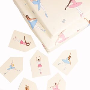 CENTRAL 23 - Ballerina Gift Wrap - 6 Sheets of Cute Wrapping Paper for Girls - Pink Blue Birthday Giftwrap - Pastel Butterflies for Kids - Pretty Ballet Dancers - For Women