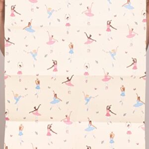 CENTRAL 23 - Ballerina Gift Wrap - 6 Sheets of Cute Wrapping Paper for Girls - Pink Blue Birthday Giftwrap - Pastel Butterflies for Kids - Pretty Ballet Dancers - For Women