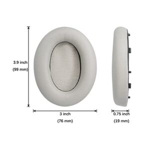 Replacement Ear-Pads Cushions for Sony WH-1000XM3 Headphones, with Soft-Touch Leather, Noise Isolation Memory Foam (Silver)