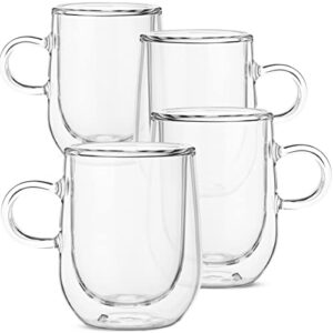 btat- espresso cups, set of 4, 3oz (90ml), barrel shape, double wall glass espresso cups, espresso mugs, espresso glass, glass espresso cups, espresso glass cups, clear espresso cups, espresso glasses