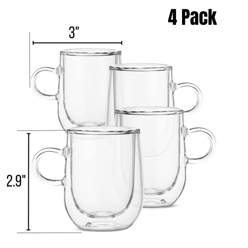 BTaT- Espresso Cups, Set Of 4, 3oz (90ml), Barrel Shape, Double Wall Glass Espresso Cups, Espresso Mugs, Espresso Glass, Glass Espresso Cups, Espresso Glass Cups, Clear Espresso Cups, Espresso Glasses