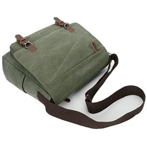 Canvas Messenger Bag for Men Women,Travel Satchel Shoulder bag 15.6 Inch Laptop Bag briefcase Business (Green)