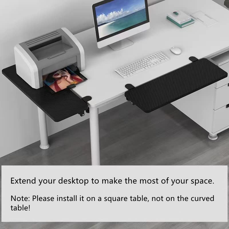 Siiboat Desk Extender Ergonomic Computer Table Extension Arm Support Collapsible Keyboard Tray for Square Tabletop - Carbon Fiber 25.2" x 9.45"