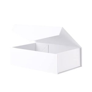 blk&wh gift box 9.5x5.5x2.9 inches, gift box with lid, white gift box, bridesmaid proposal box, collapsible gift box with magnetic lid (matte white)